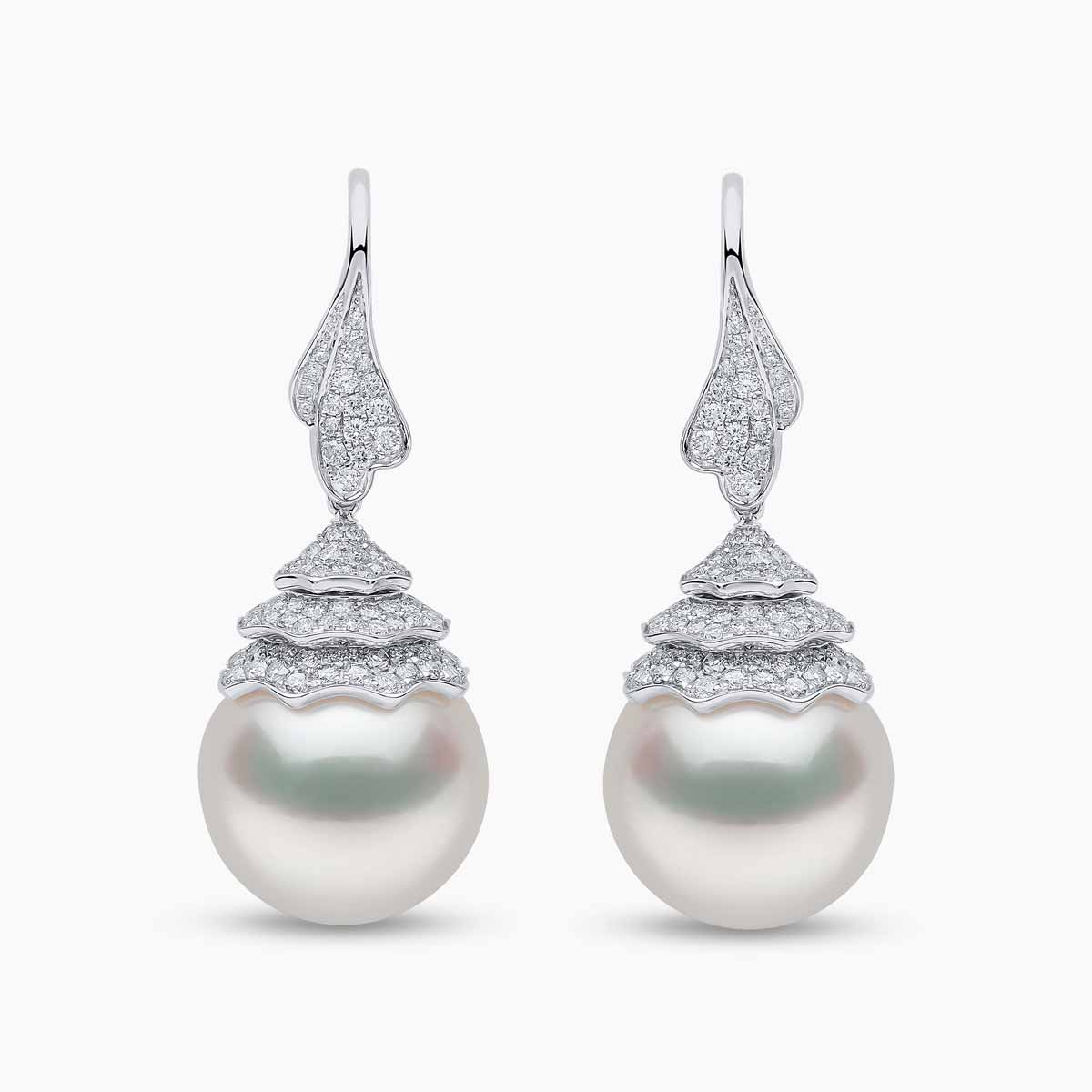 Duchess 18K Gold Pearl and Diamond Drop Earrings