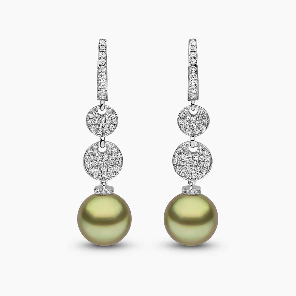 Jazz Pearl and Diamond Drop Earrings | Yoko London