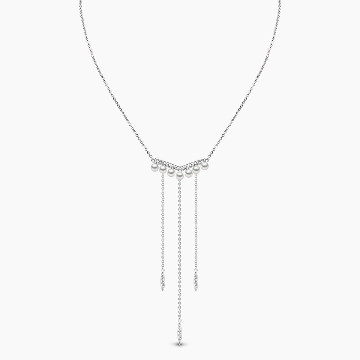 Trend Freshwater Pearl & Diamond Feather Chain Necklace | Yoko London