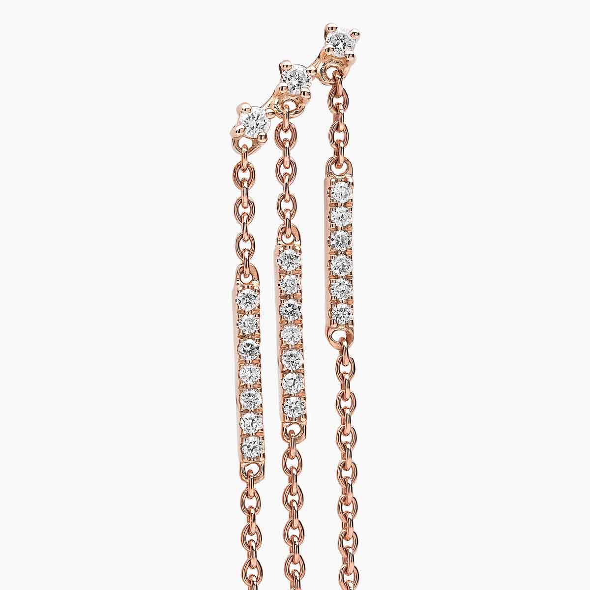 Sleek Pearl & Diamond Triple Chain Drop Earrings | Yoko London