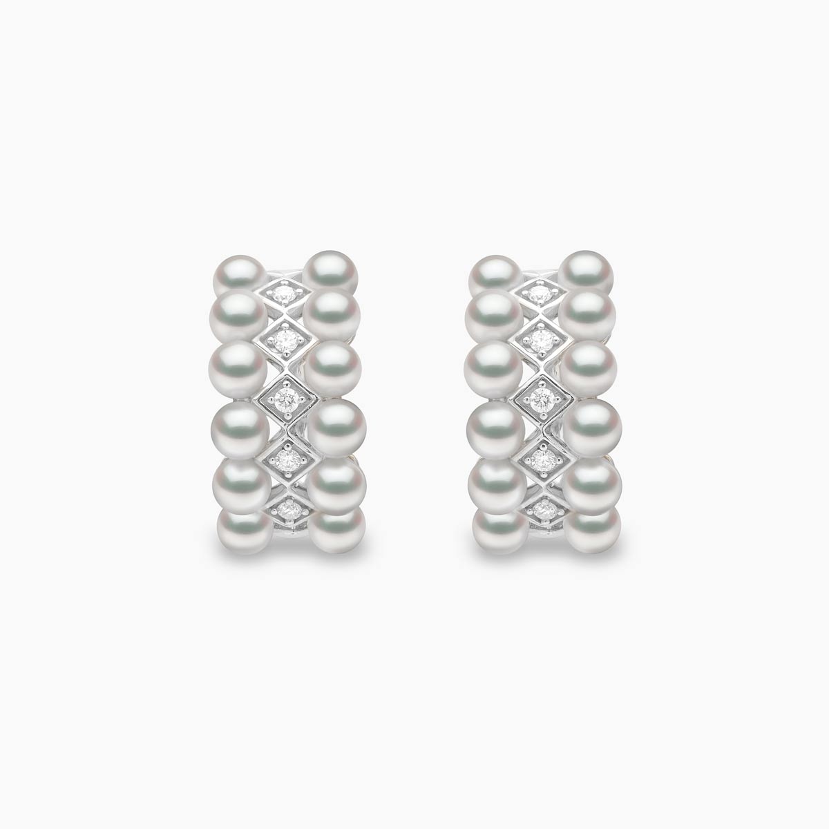 Eclipse Pearl & Diamond Hoop Twilight Earrings | Yoko London