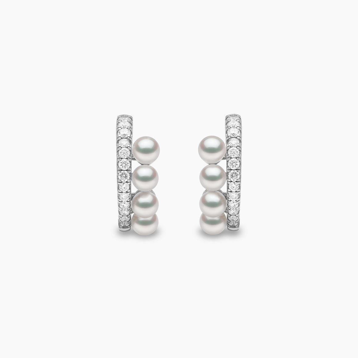 Eclipse Pearl & Diamond Hoop Lunar Earrings | Yoko London