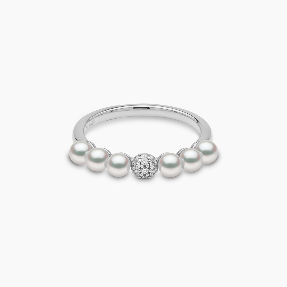 Eclipse Pearl & Diamond Cosmic Ring | Yoko London