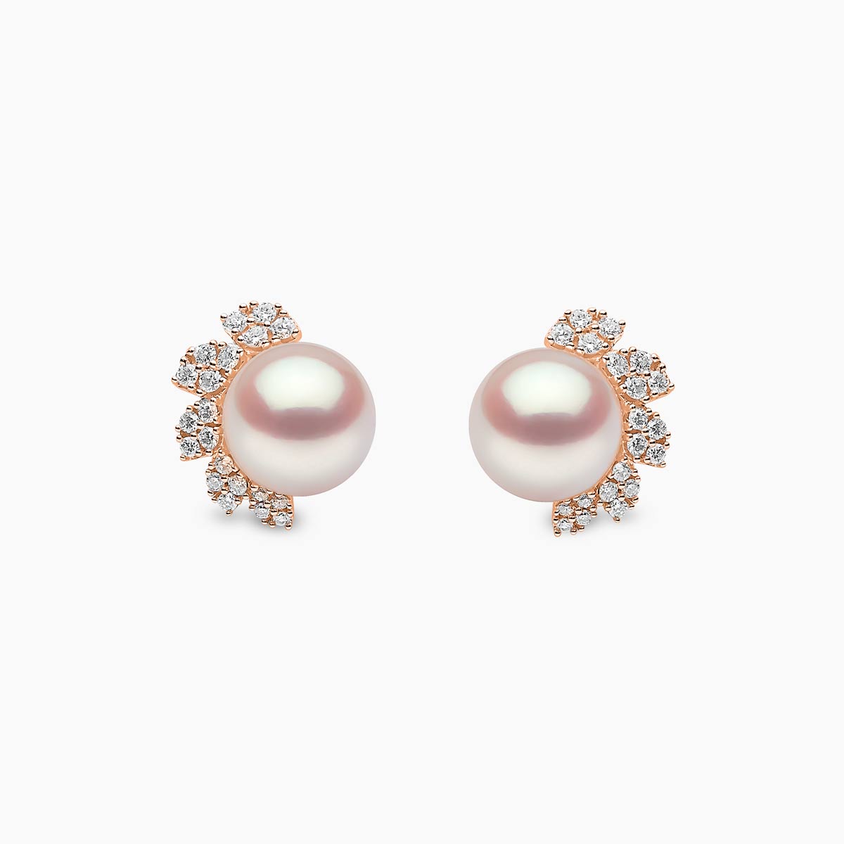 Trend Freshwater Pearl & Diamond Flutter Stud Earrings | Yoko London